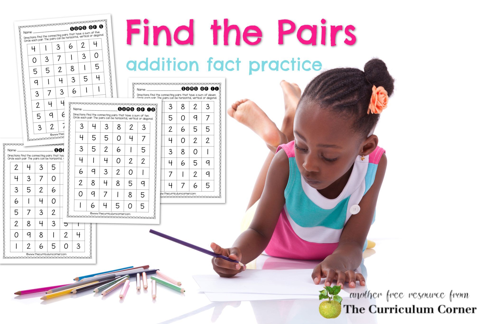 Addition Facts Practice Pages - Find the Pairs - The Curriculum Corner 123