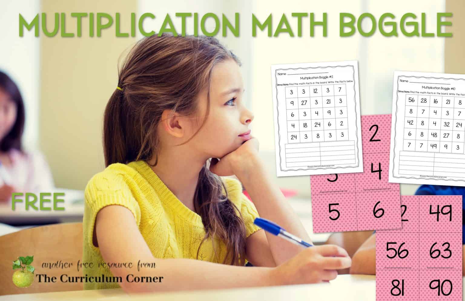 Multiplication Boggle Math - The Curriculum Corner 123