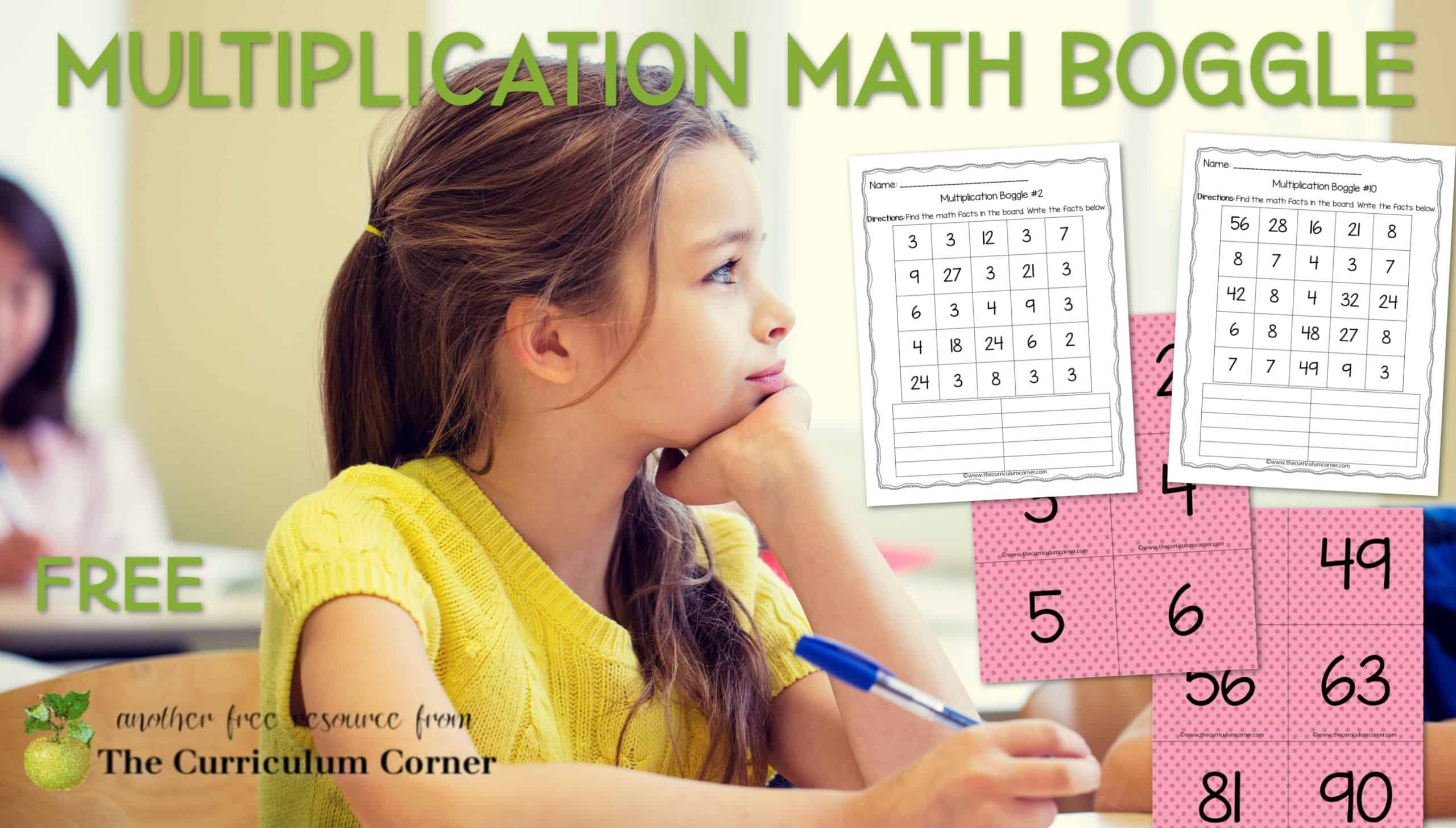 Multiplication Boggle Math - The Curriculum Corner 123
