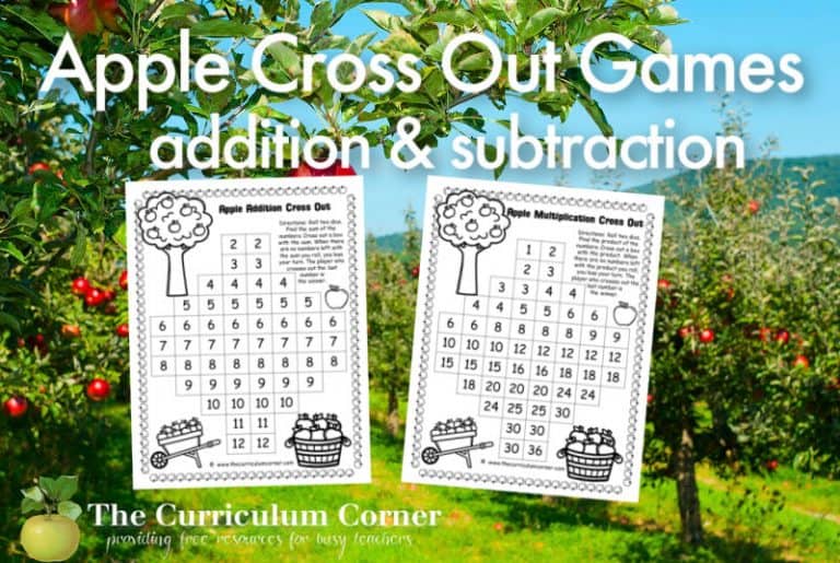 Apple Cross Out Games - The Curriculum Corner 123
