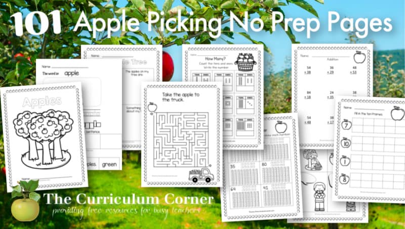 Apple Picking No Prep Pages - The Curriculum Corner 123