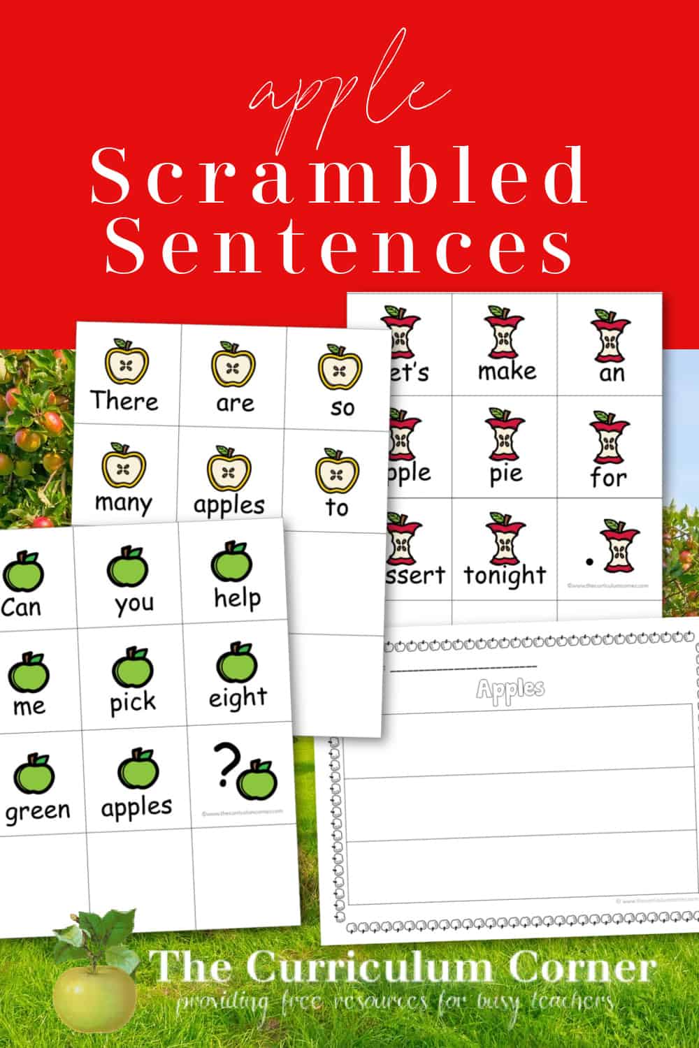 Apples Scrambled Sentences - The Curriculum Corner 123