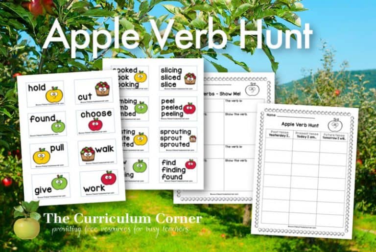 Apple Picking Verb Hunt - The Curriculum Corner 123
