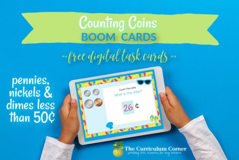 Beach Counting Coins Boom Cards #1 - The Curriculum Corner 123