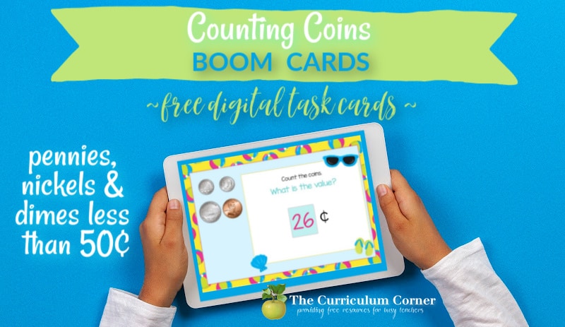 Beach Counting Coins Boom Cards #1 - The Curriculum Corner 123