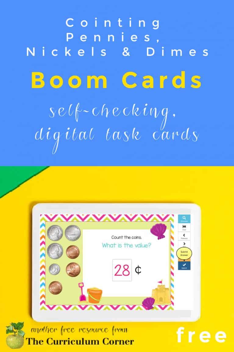 Beach Counting Coins Boom Cards #1 - The Curriculum Corner 123