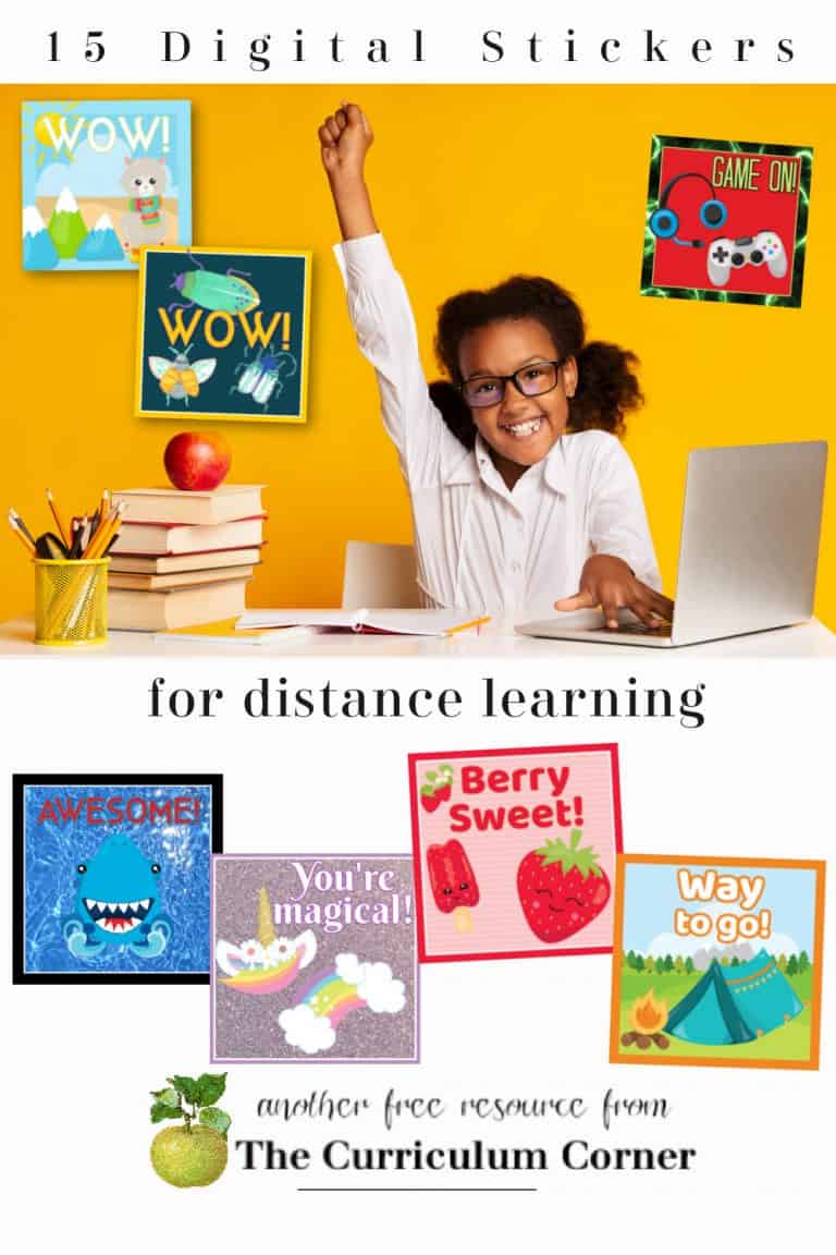 Digital Stickers for Distance Learning - The Curriculum Corner 123