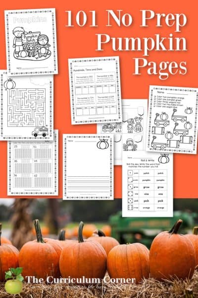 Pumpkin No Prep pages - The Curriculum Corner 123