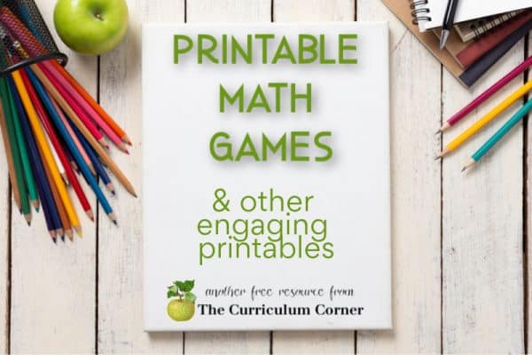 Printable Math Games - The Curriculum Corner 123