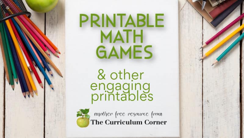 Printable Math Games - The Curriculum Corner 123