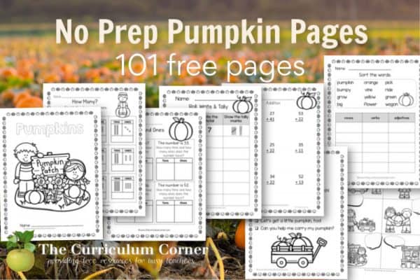 Pumpkin No Prep pages - The Curriculum Corner 123
