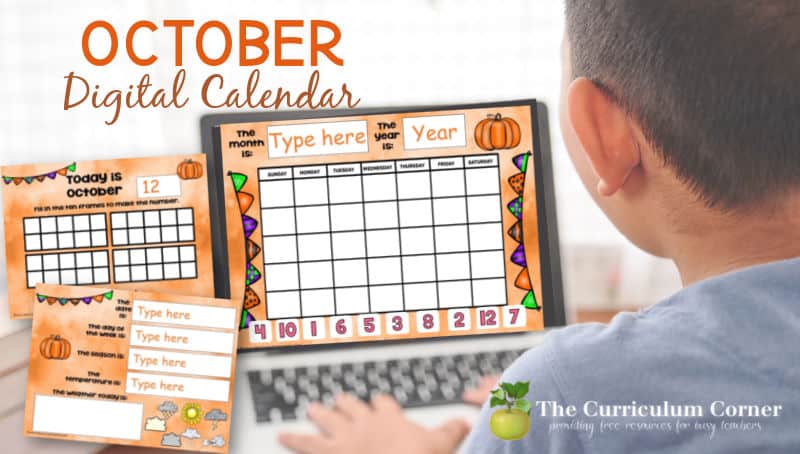 October Digital Calendar - The Curriculum Corner 123