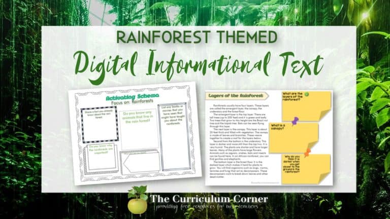 Rainforest: Virtual Sub Plans - The Curriculum Corner 123
