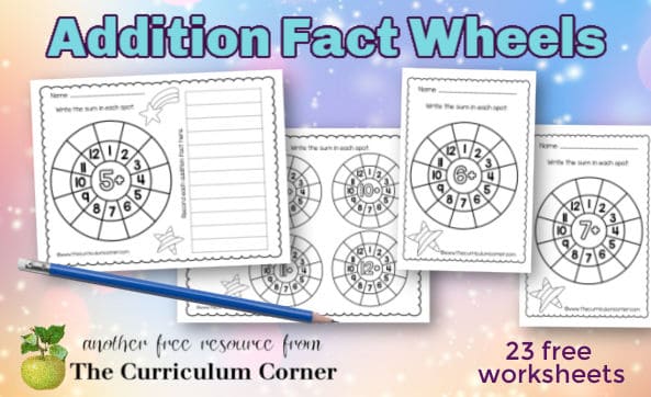 Addition Math Fact Wheels - The Curriculum Corner 123
