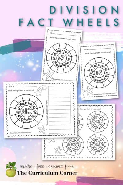 Division Math Fact Wheels - The Curriculum Corner 123