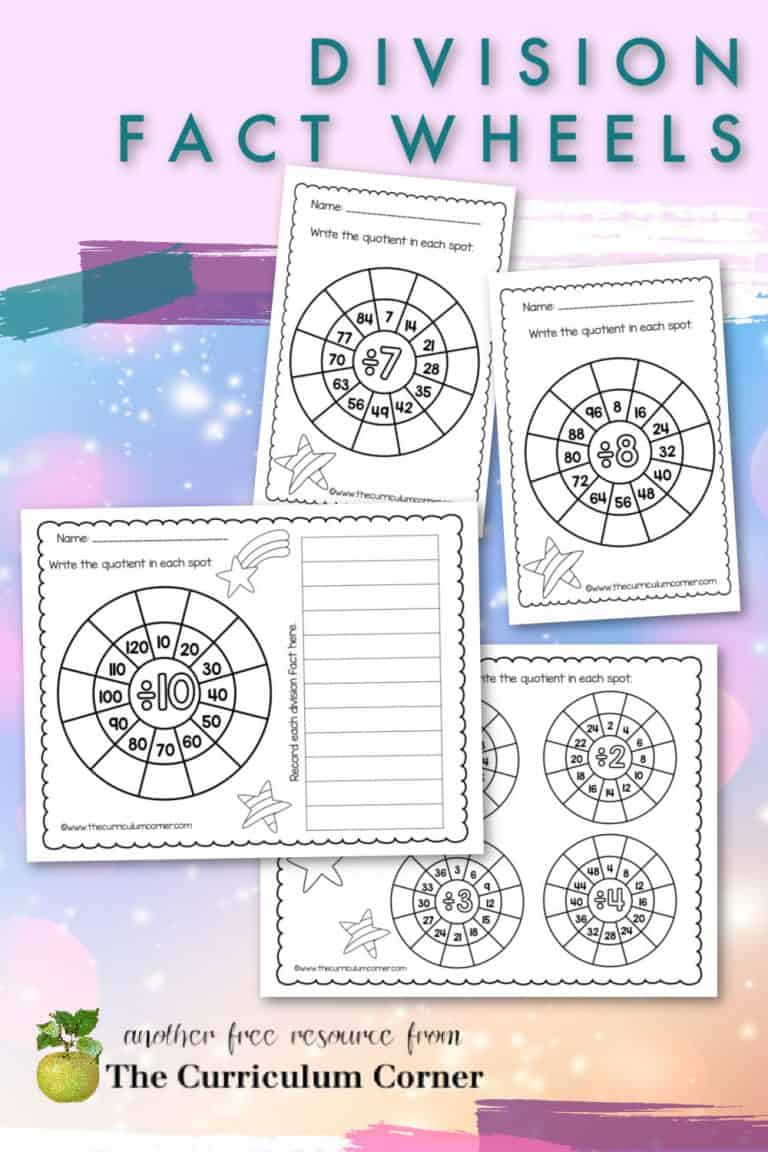 Division Math Fact Wheels - The Curriculum Corner 123