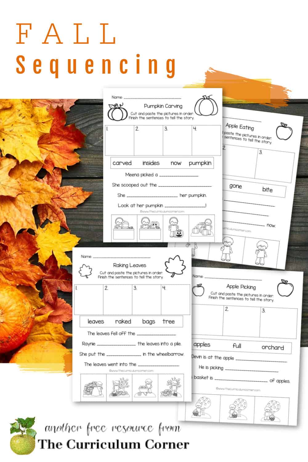Fall Sequencing Worksheets - The Curriculum Corner 123