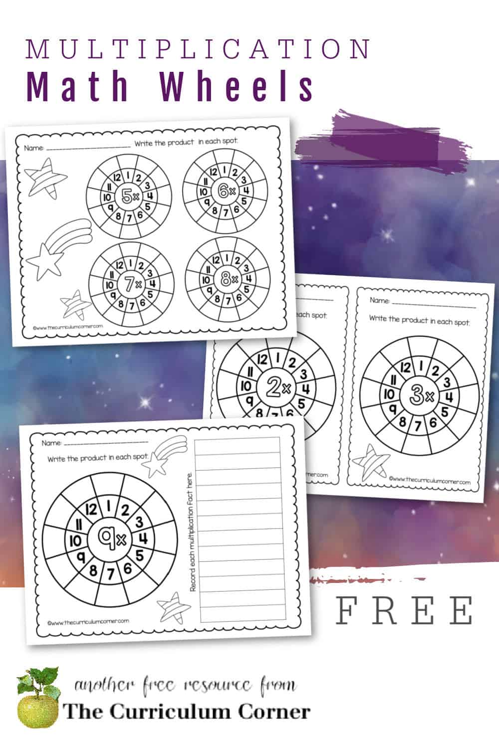 Multiplication Math Fact Wheels - The Curriculum Corner 123
