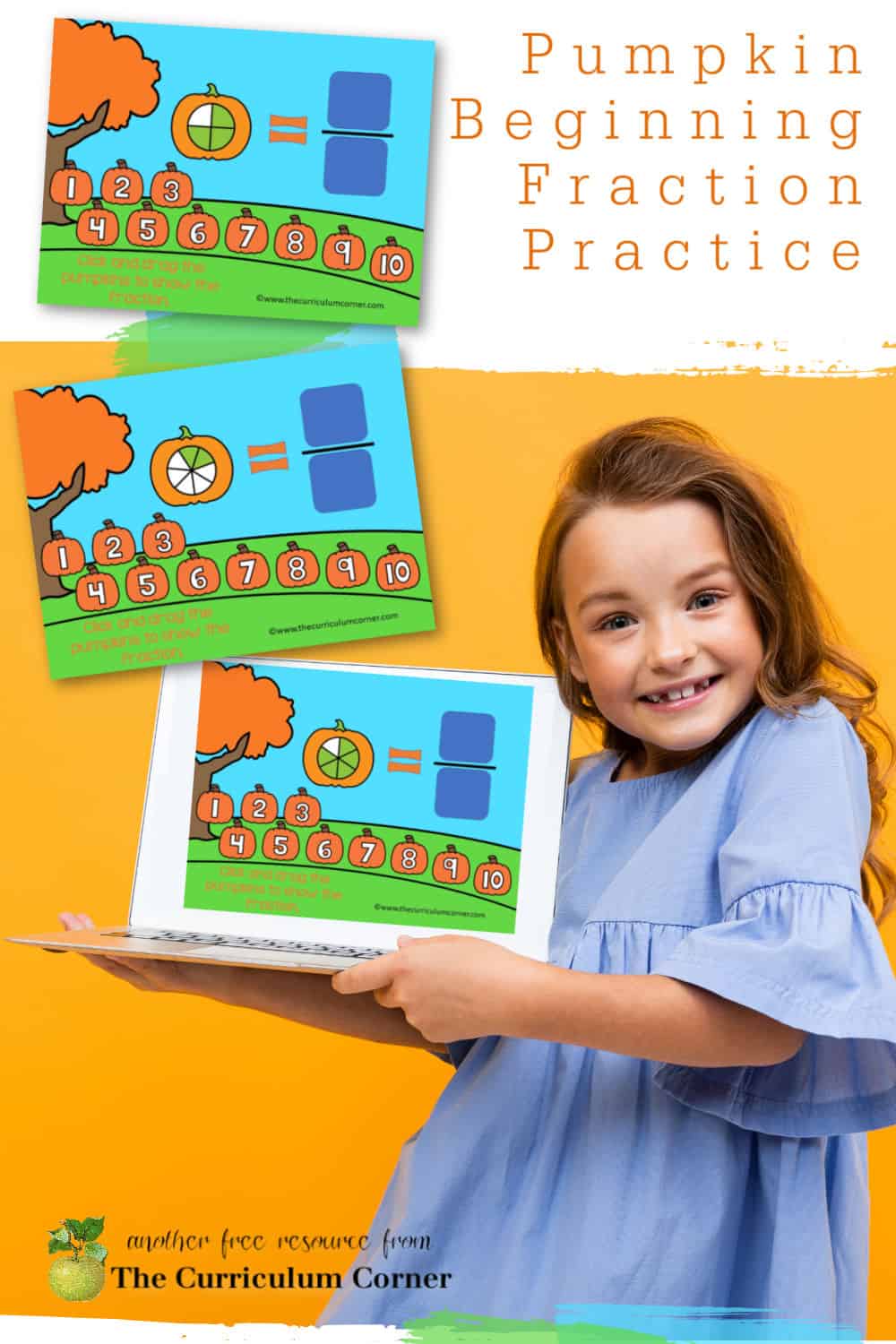 Pumpkin Beginning Fractions Practice - The Curriculum Corner 123