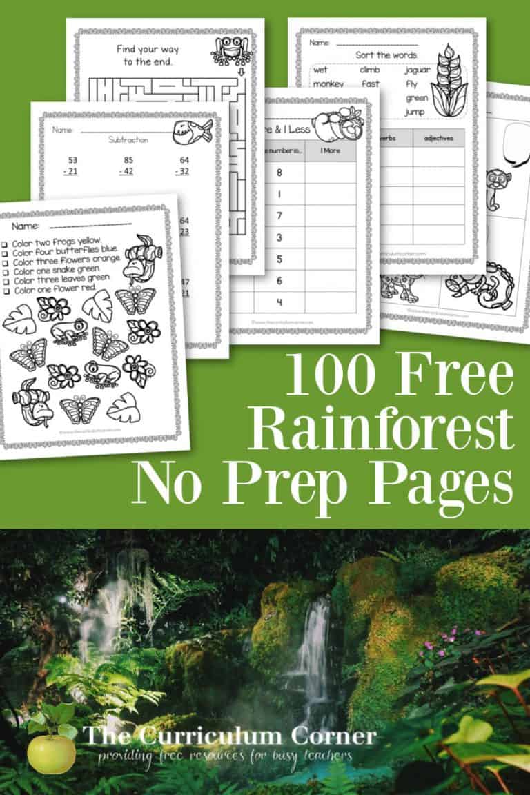 Rainforest No Prep Pages - The Curriculum Corner 123