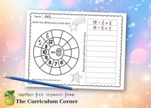 Subtraction Math Fact Wheels - The Curriculum Corner 123