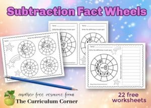 Subtraction Math Fact Wheels - The Curriculum Corner 123