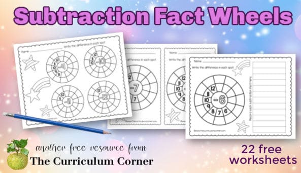 Subtraction Math Fact Wheels - The Curriculum Corner 123
