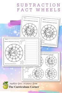 Subtraction Math Fact Wheels - The Curriculum Corner 123