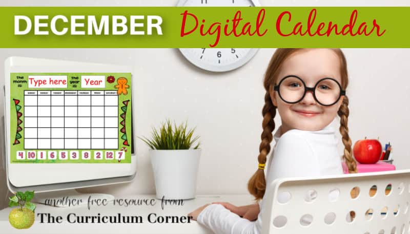 December Digital Calendar - The Curriculum Corner 123