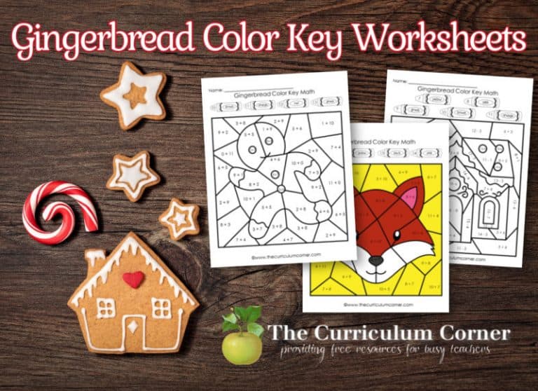 Gingerbread Color Key (Addition & Subtraction) - The Curriculum Corner 123