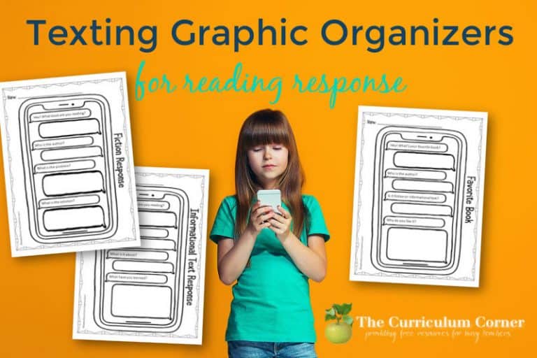 Texting Graphic Organizers for Reading Response - The Curriculum Corner 123