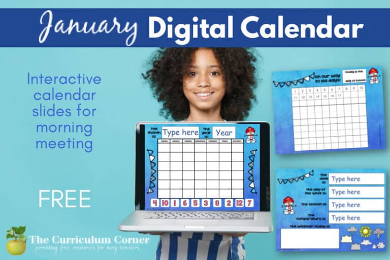 January Digital Calendar - The Curriculum Corner 123