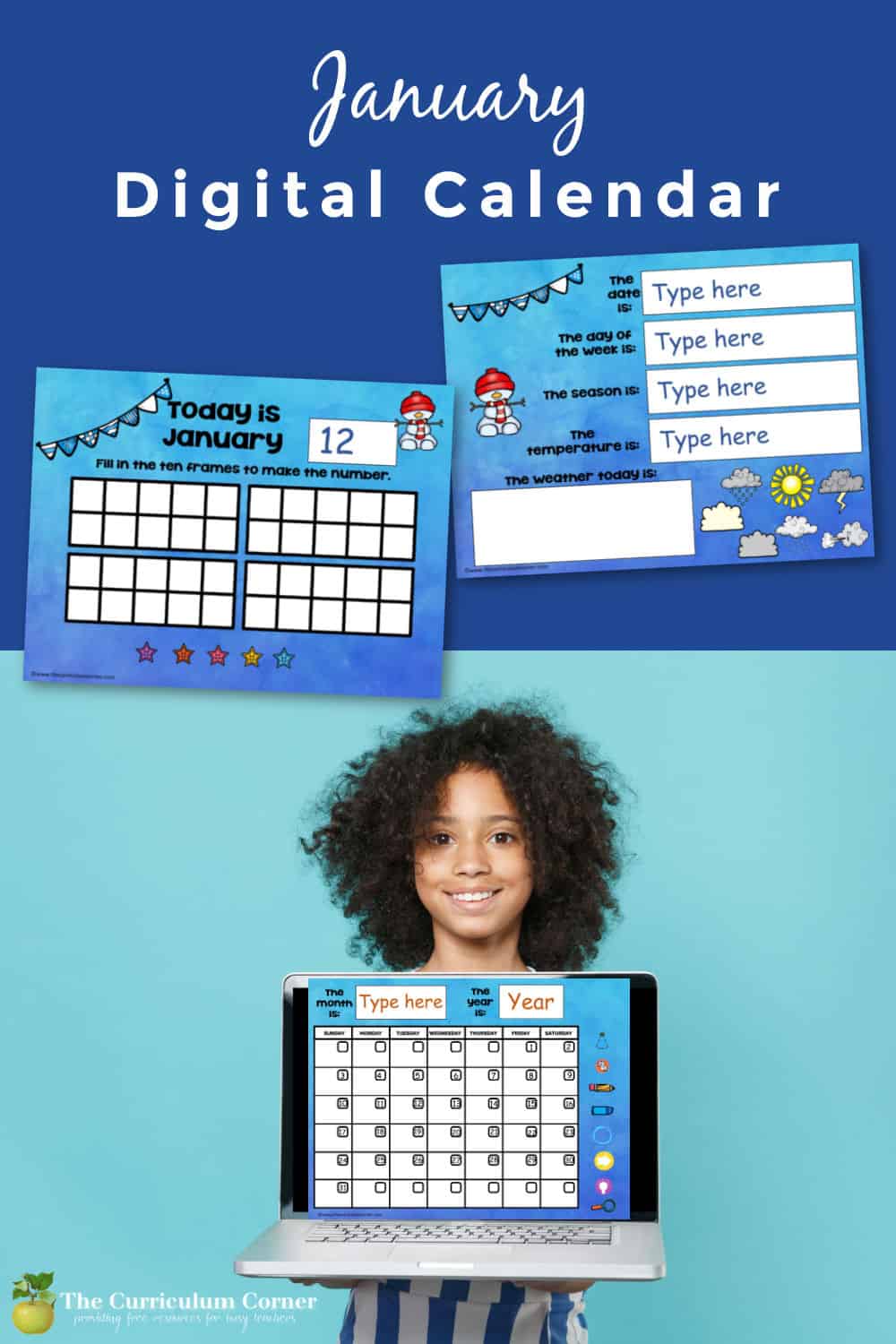 January Digital Calendar - The Curriculum Corner 123
