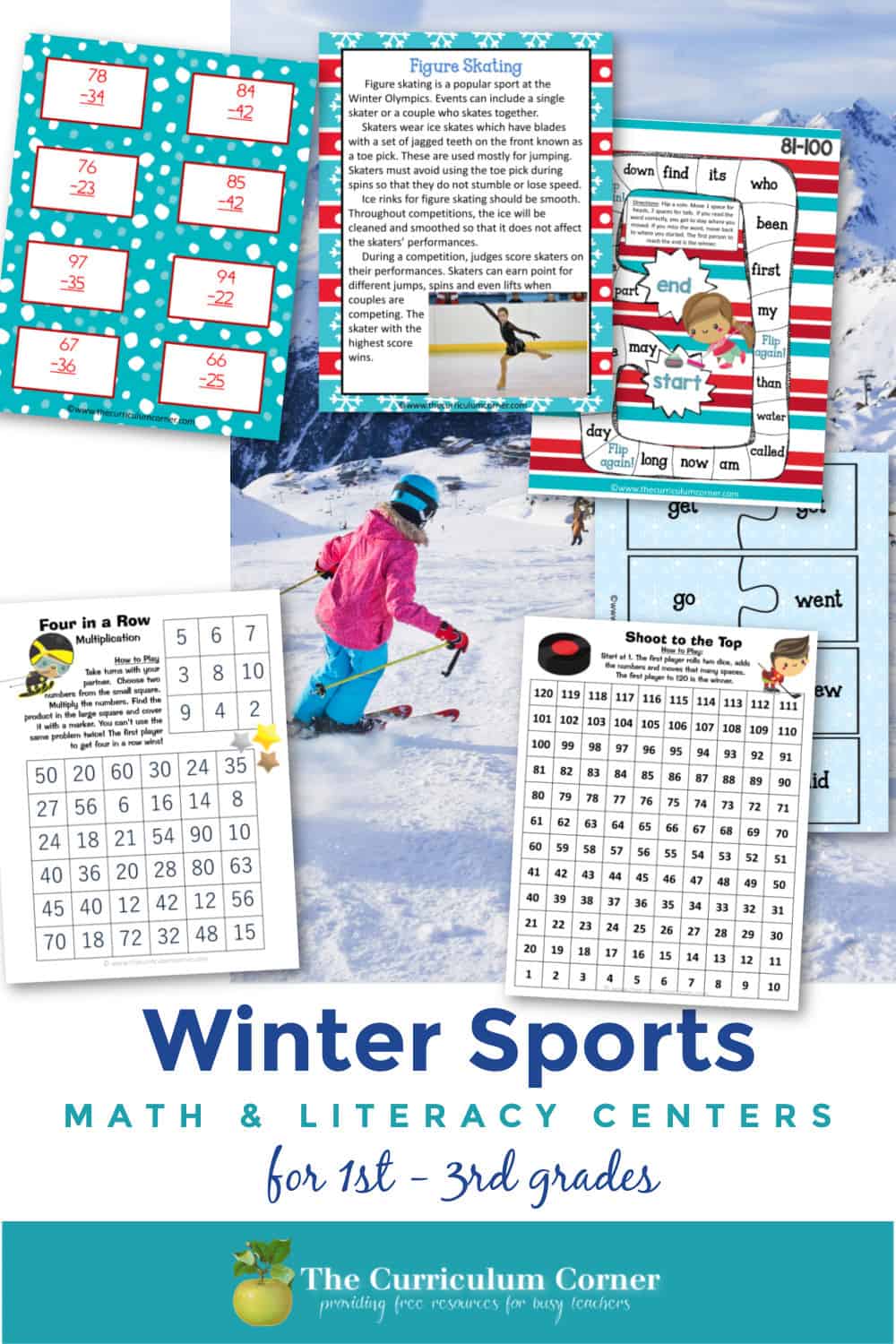 Winter Sports Math & Literacy Centers - The Curriculum Corner 123