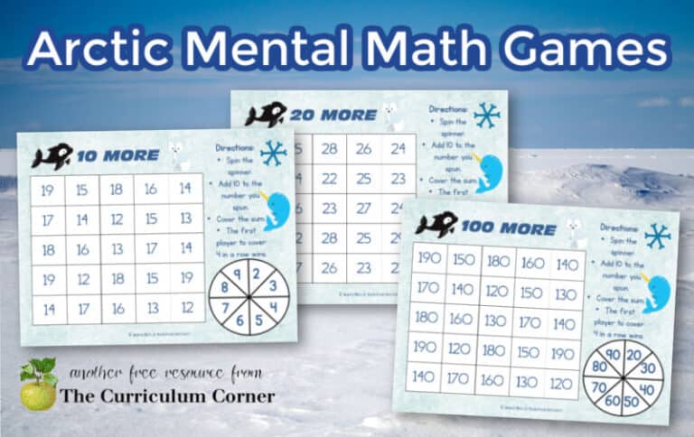 "10 More" Mental Math Arctic Games - The Curriculum Corner 123