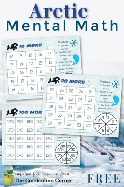 "10 More" Mental Math Arctic Games - The Curriculum Corner 123