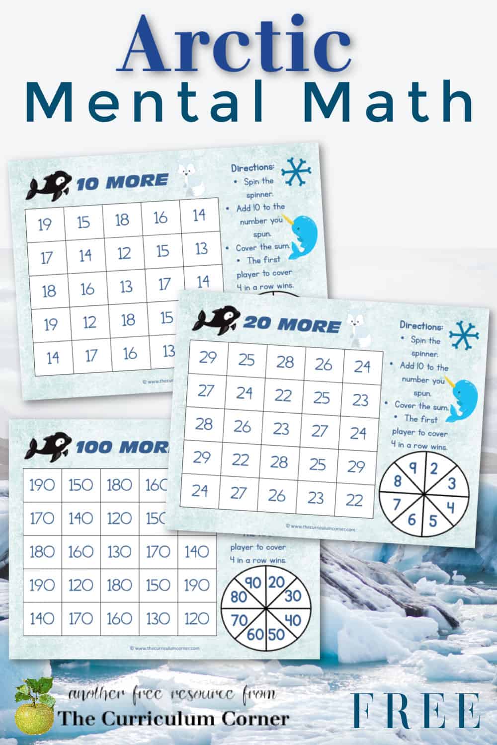 "10 More" Mental Math Arctic Games - The Curriculum Corner 123