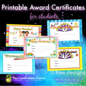 Editable, Virtual Award Certificates - The Curriculum Corner 123