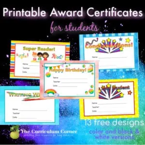 award certificates 1 feature - The Curriculum Corner 123