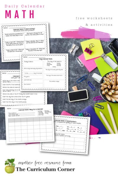 Calendar Math Collection - The Curriculum Corner 123
