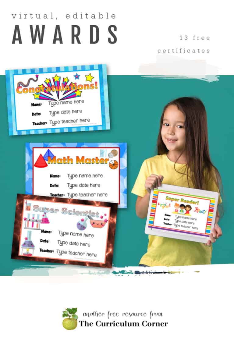 Editable, Virtual Award Certificates - The Curriculum Corner 123