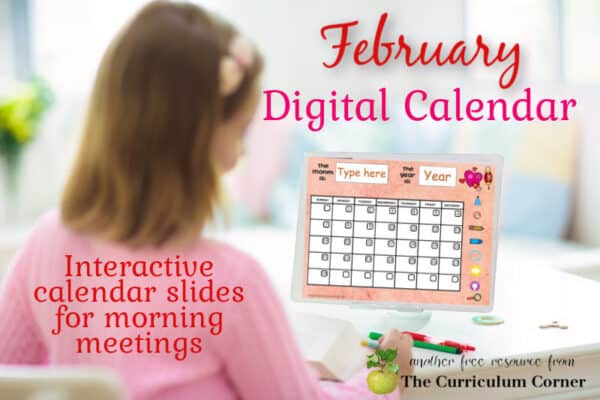 February Digital Calendar - The Curriculum Corner 123