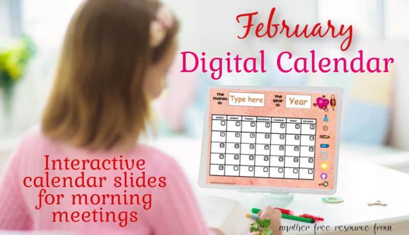 February Digital Calendar - The Curriculum Corner 123