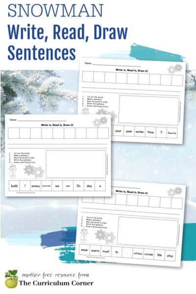 Snowman Read, Write & Draw It! - The Curriculum Corner 123