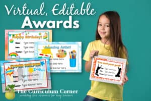 Editable, Virtual Award Certificates - The Curriculum Corner 123