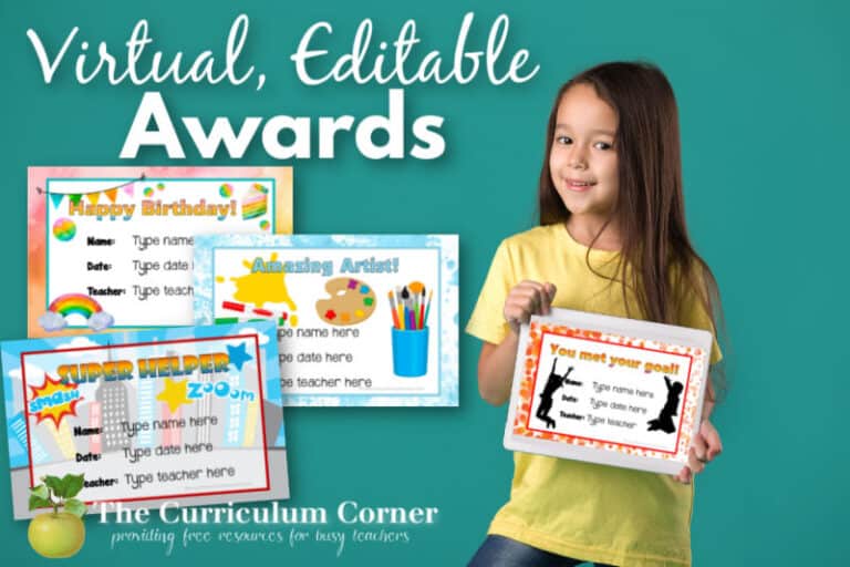 Editable, Virtual Award Certificates - The Curriculum Corner 123