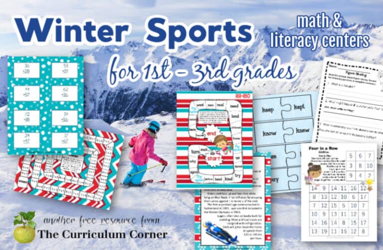 Winter Sports Math & Literacy Centers - The Curriculum Corner 123