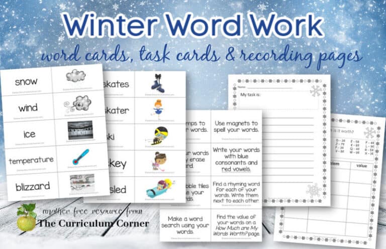 Winter Word Work - The Curriculum Corner 123