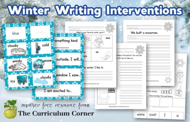 Winter Writing Interventions - The Curriculum Corner 123