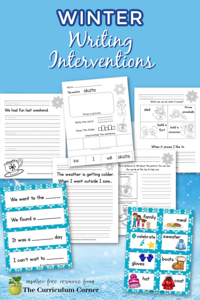 Winter Writing Interventions - The Curriculum Corner 123